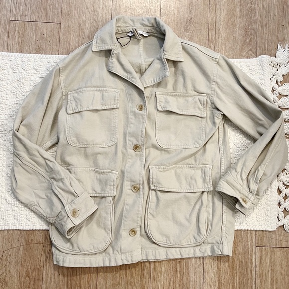 Zara | Jackets & Coats | Zara Oversized Cotton Twill Utility Jacket ...